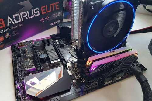 Комплект Ryzen 5-2600X+мп B450 Aorus Elit+кулер