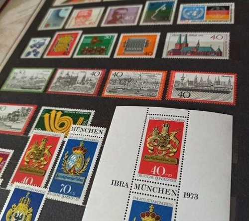 Полный годовой набор почтовых марок 1973 фрг