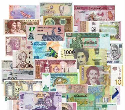 Набор "25 банкнот из 25 стран" (1980-2019) UNC
