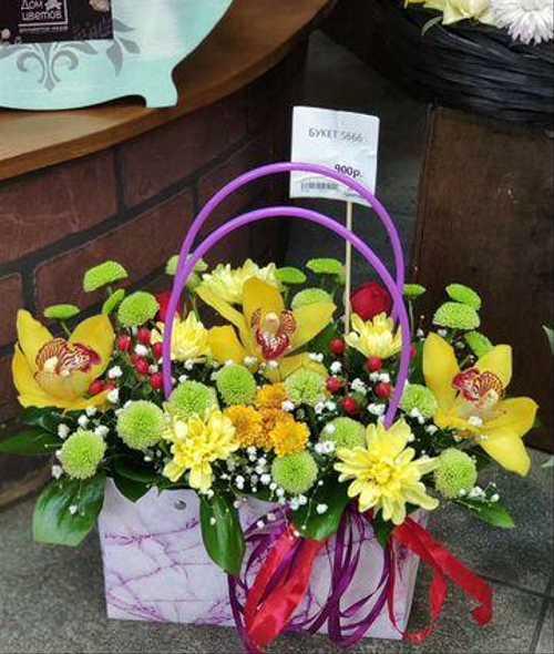 Цветы, орхидея, корзинка с цветами