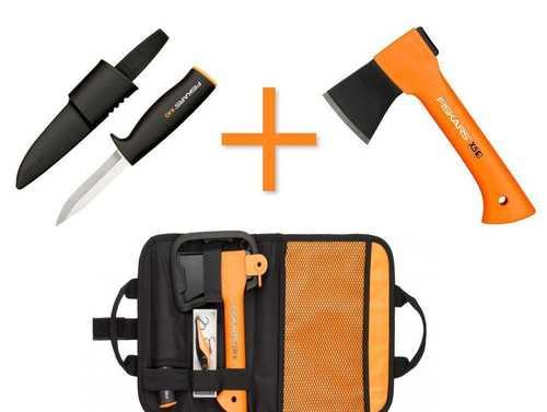 Набор туристический fiskars: топор X5 + нож K40 +