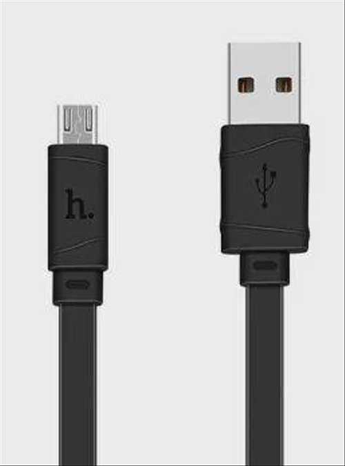 Кабель USB - microusb Hoco X5 (плоский) Черный
