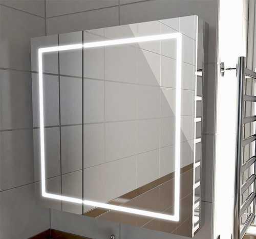 Шкаф с зеркалом в ванную Emmy Родос 80 (с подсветк