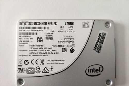 Жесткие диски Intel SSD DC S4500 ssdsc2KB240G7