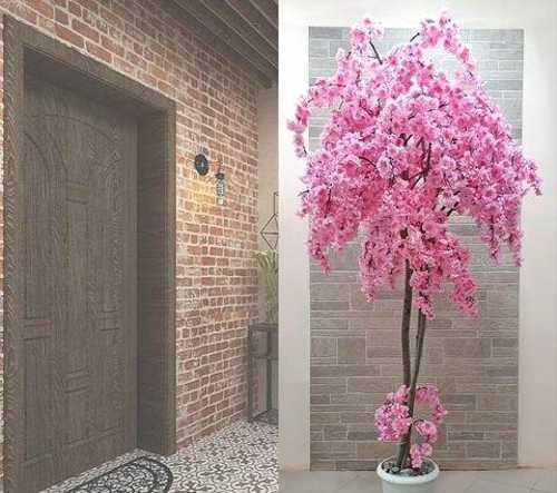 Искусственное растение высокая Сакура розовая