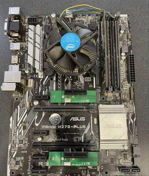 Asus prime H270-plus(6 PCIe+2 m2 PCIe) +чип+4 Gb