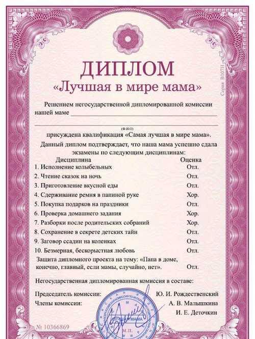 Диплом  Лучшая в мире мама | FestimaRu – частныеобъявления