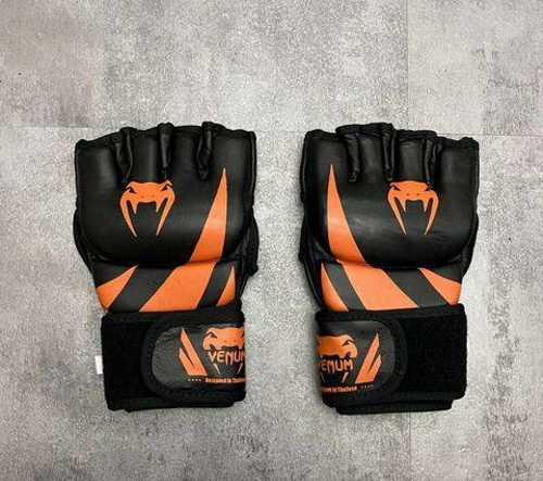 Перчатки Venum Orange MMA Венум кожаные