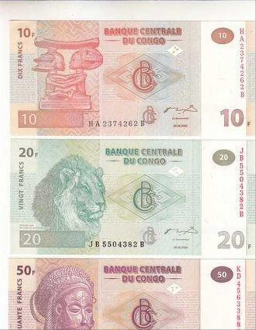 Набор банкнот Конго 2003 - 2013 UNC. 6 штук
