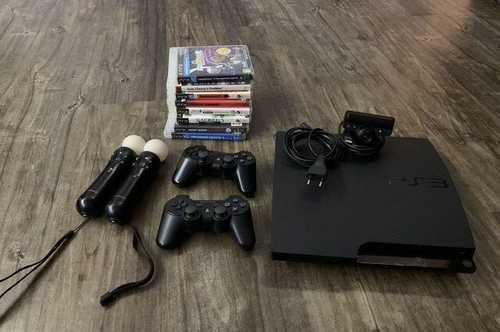 Sony playstation 3, ps3 + move + руль с педалями+