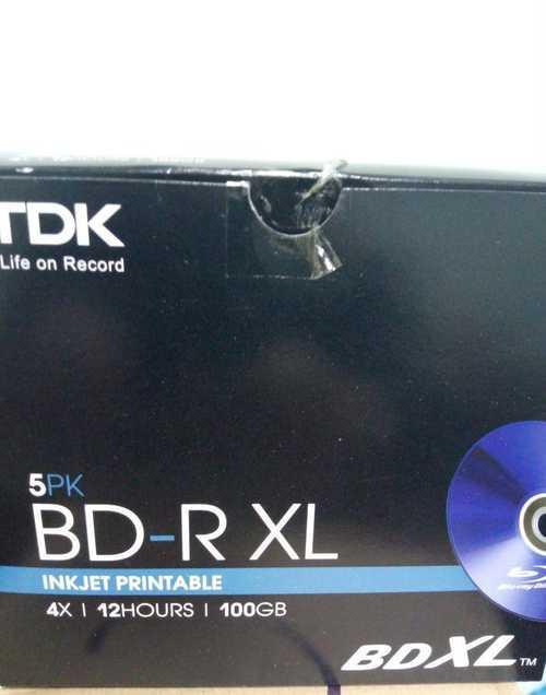 Блю рей диск TDK 5PK BD-R XL 100гб