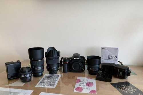 Полный комплект фотографа Nikon D750 + объективы и