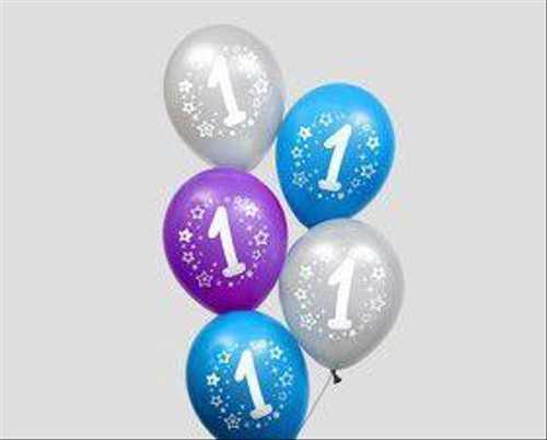 Шар воздушный 12" "Цифра 1", набор 25 шт., микс