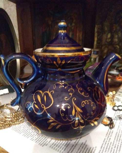 Чайник кобальт, золото, лфз