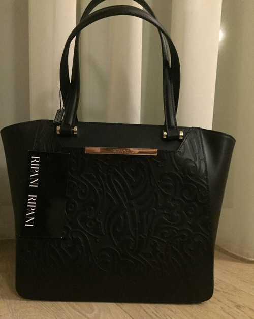 Сумка кожаная Ripani черная оригинал Италия