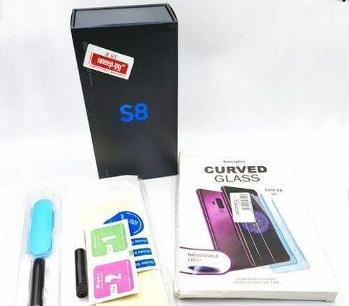 Samsung Galaxy S8 2 защитных UV стекла и коробка
