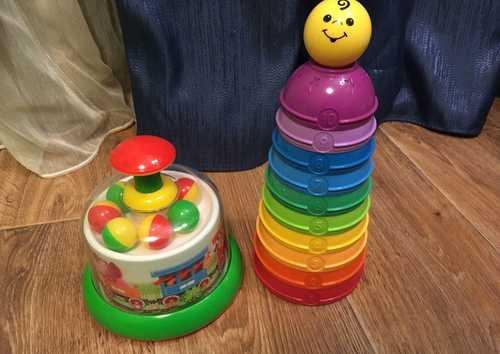 Пирамидка Fisher price и юла stellar