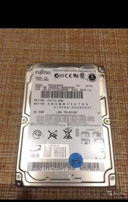 Жесткий диск IDE 40gb 2,5’ Fujitsu