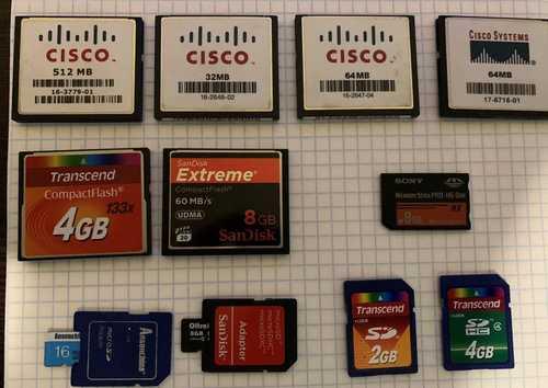 Compact Flash, Cisco CF, SD, MicroS, Sony Memory