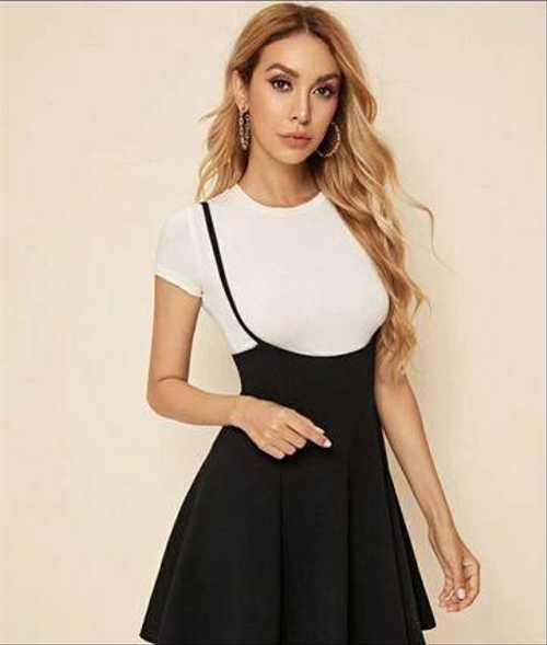Платье Shein расклеженное на бретелях