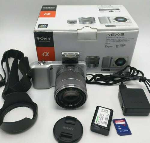 Sony Alpha NEX-3 kit 18-55 мм как новый, в коробке