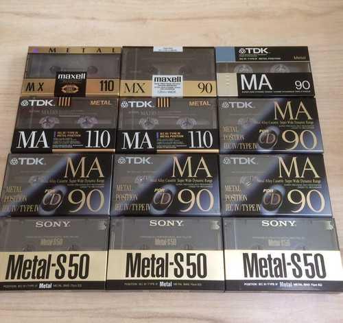Аудиокассеты Metal TDK, Maxell, Sony 12 шт