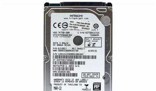 HDD SATA 2,5" 500Gb Hitachi HTS727550A9E364 HDS114