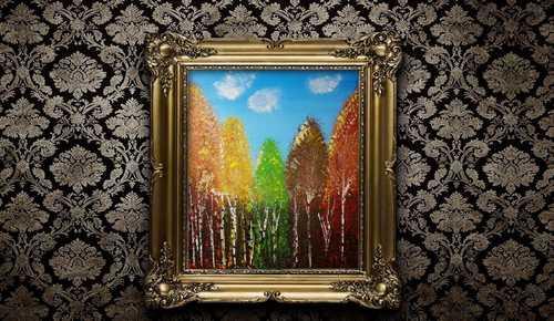 Картина акрил "Осенний лес"