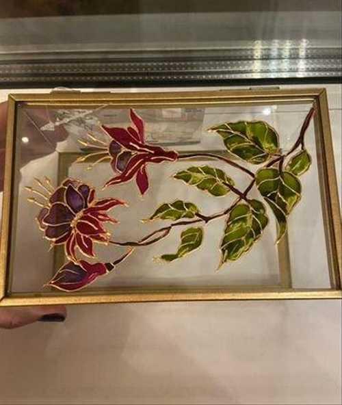 Шкатулка из стекла с витражной росписью