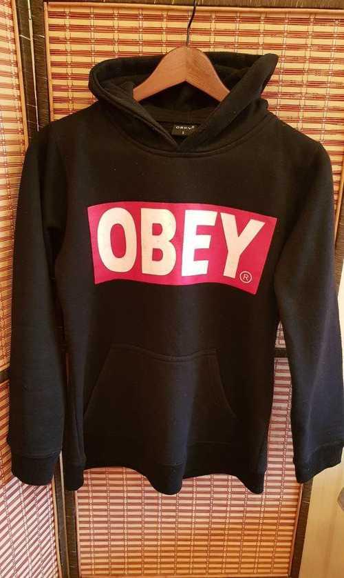 Толстовка-худи obey размер 44-46 чёрная