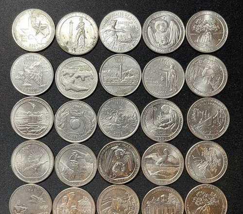 Монета 25 центов США quarter Разные штаты