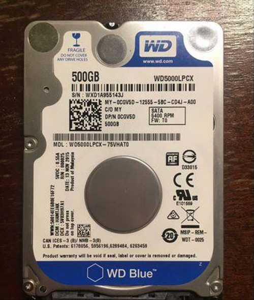 Жёсткий диск (HDD) 500гб WD5000lpcx 2.5"