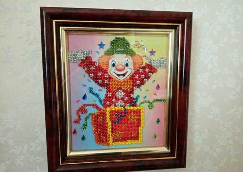 Картина Клоун вышита бисером