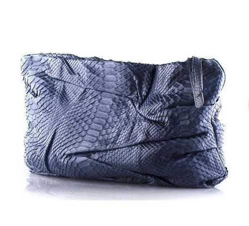 Oversized Clutch Python Matte Blue