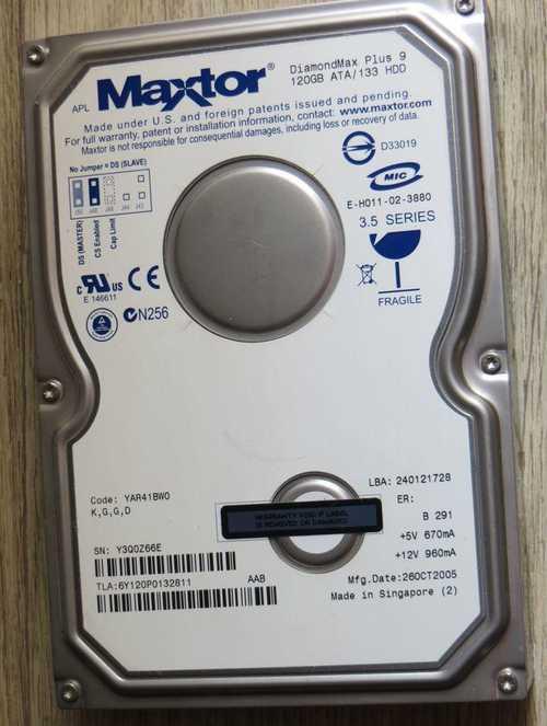 HDD Maxtor 120 Gb Сингапур