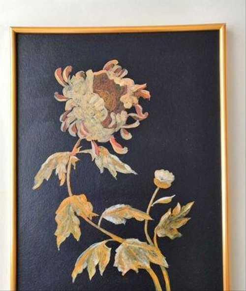 Картина золотая хризантема