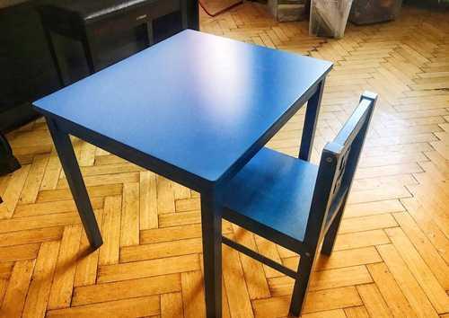 Детский стол и стул икеа (синий)