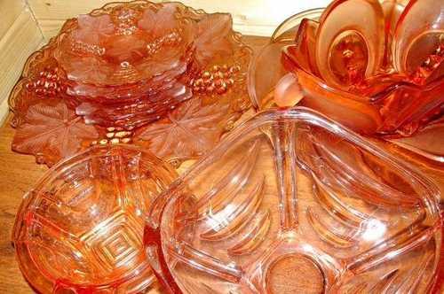 Цветное карамельное стекло посуда винтаж