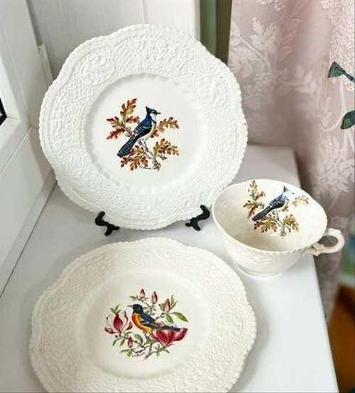 Royal Cauldon тарелки с птицами, чашка, Англия