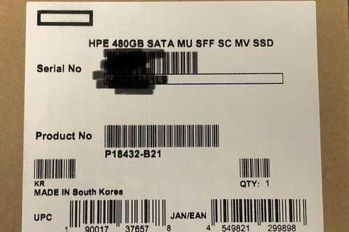 SSD жёсткий диск HPE 480GB SATA 6G MU