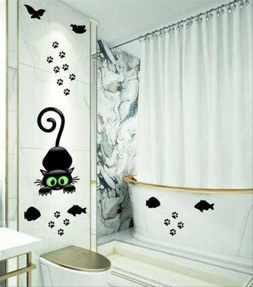 Набор наклеек для декора стен Кот, мышь и бабочки