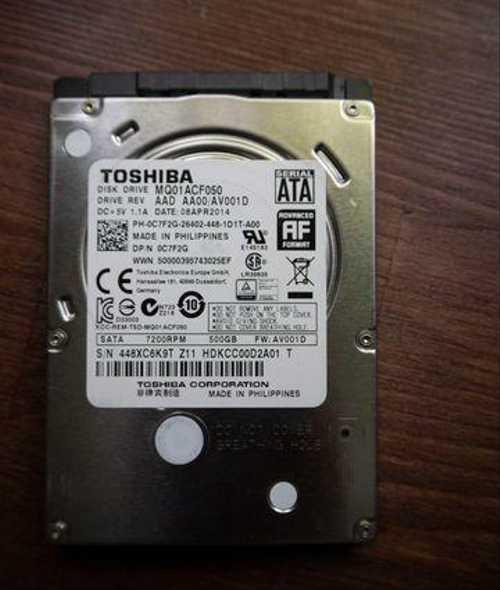 Жесткий диск Toshiba 500 Гб MQ01ACF050 500 Гб SATA