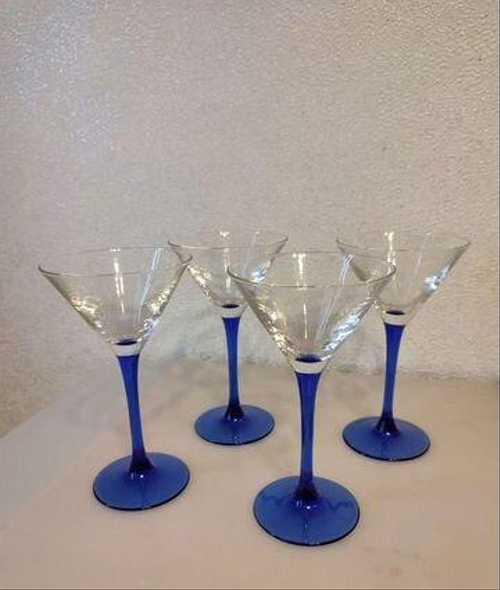 Фужеры бокалы для мартини и коктейлей с синей ножк