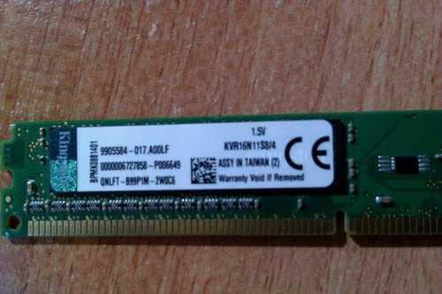 Kingston valueram KVR16N11S8/4 DDR3 - 4Гб 1600