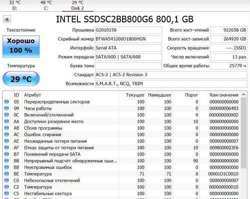 Intel DC S3510 Series 800Gb MLC - 2шт - на гаранти