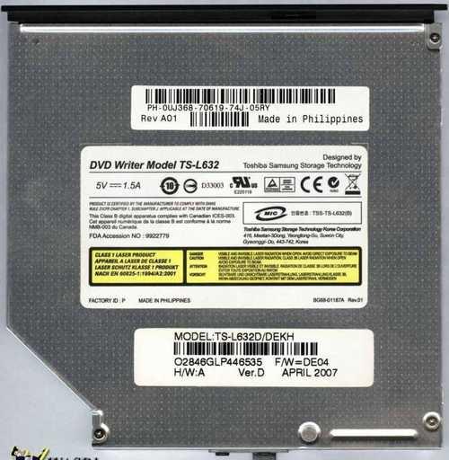 DVD-Привод для Toshiba SAMSUNG TS-L632 L632N 8X DL
