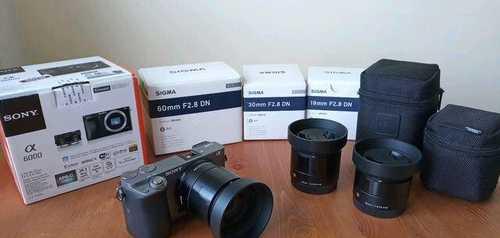 Комплект фотоаппарат Sony A6000 и Sigma 19,30,60