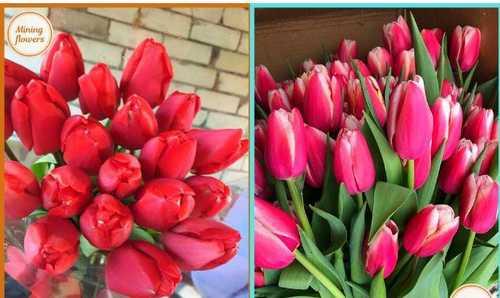 Букет 25 розовых тюльпанов в эко-крафте