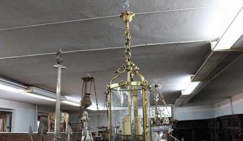 Старинный подвесной фонарь на 3 светоточки