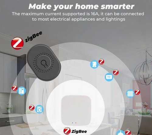 Умное реле в подрозетник ZigBee 10A Mini